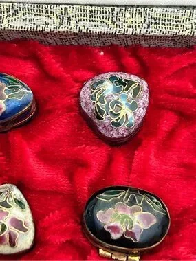 Storage & Organization | Cloisonn Floral Mini Pill Box Set In Green ...